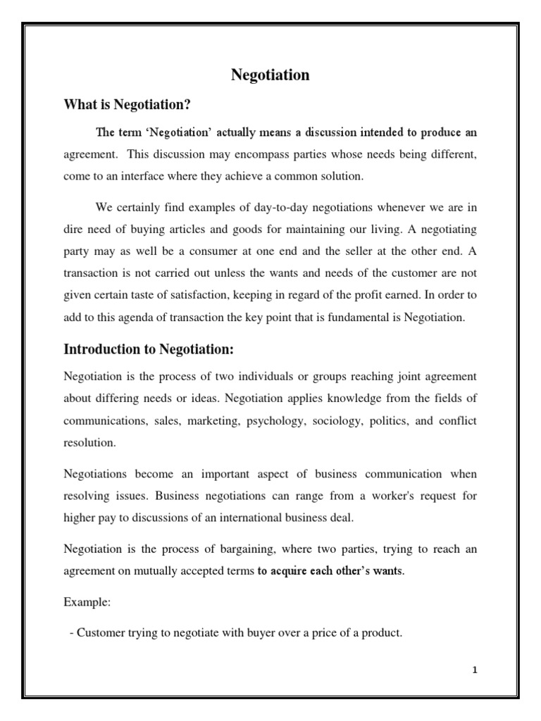 Negotiation Process | PDF | Negotiation | Bargaining