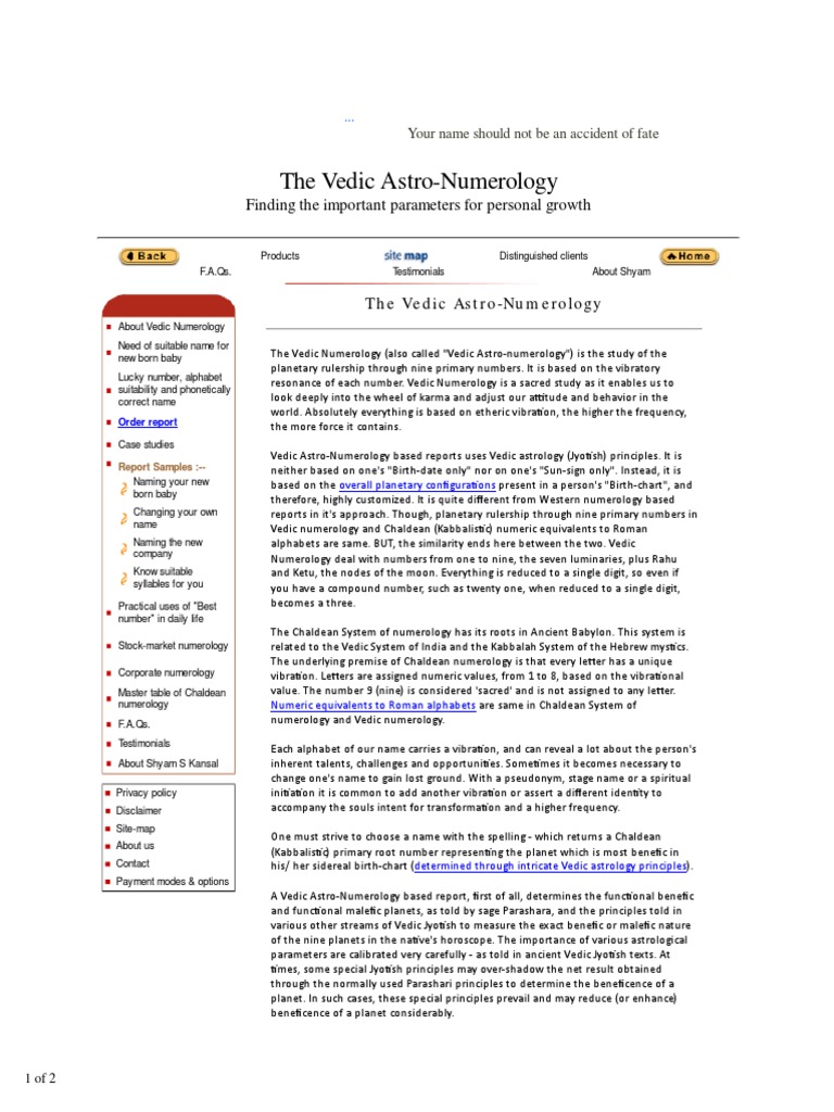 The Vedic Astro-Numerology | PDF | Planets In Astrology | Hindu Astrology