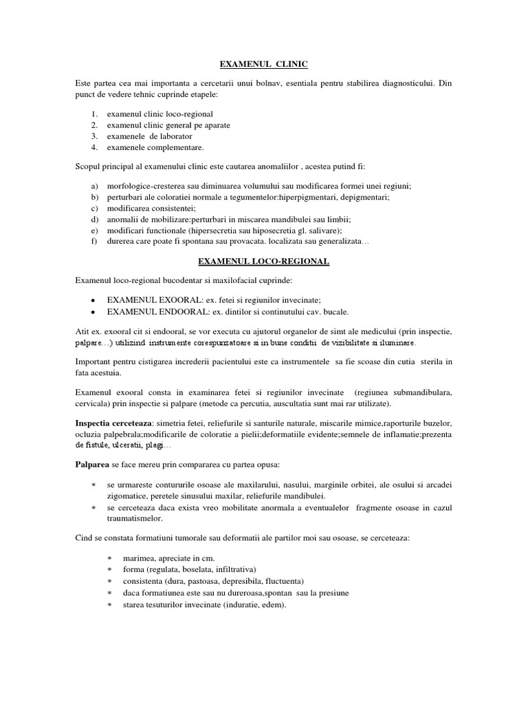 Examenul Clinic Si Paraclinic | PDF