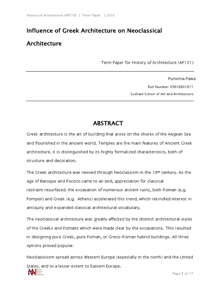 Greek Influence On Neoclassical Architecture | PDF | Ancient Greece | Style
