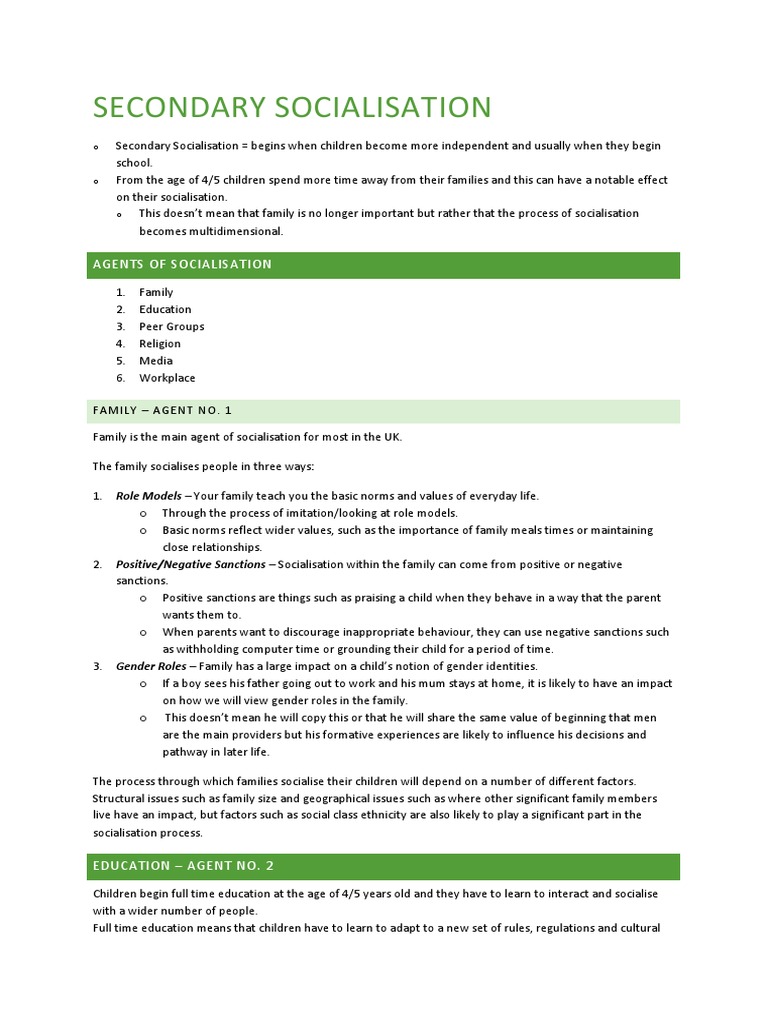 Secondary Socialisation | Socialization | Curriculum