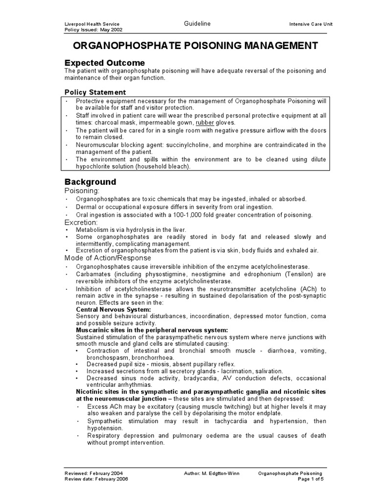 organophosphate poisoning guideline | Acetylcholine | Medical Specialties