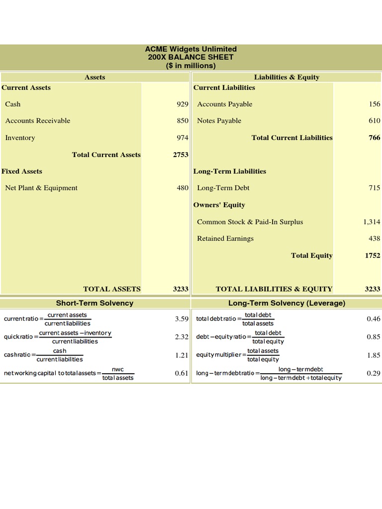 ACME Widgets 200X Balance Sheet Analysis | PDF