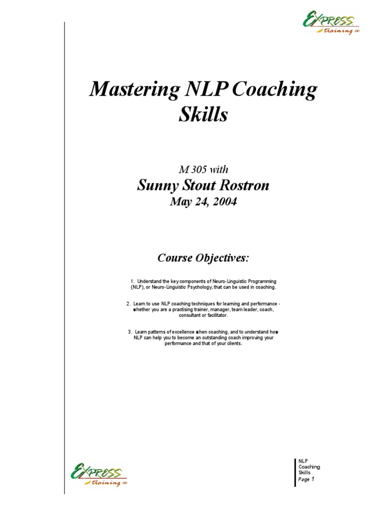 NLP Mastering NLP Coaching Skills PDF | PDF | Neuro Linguistic Programming | Perception