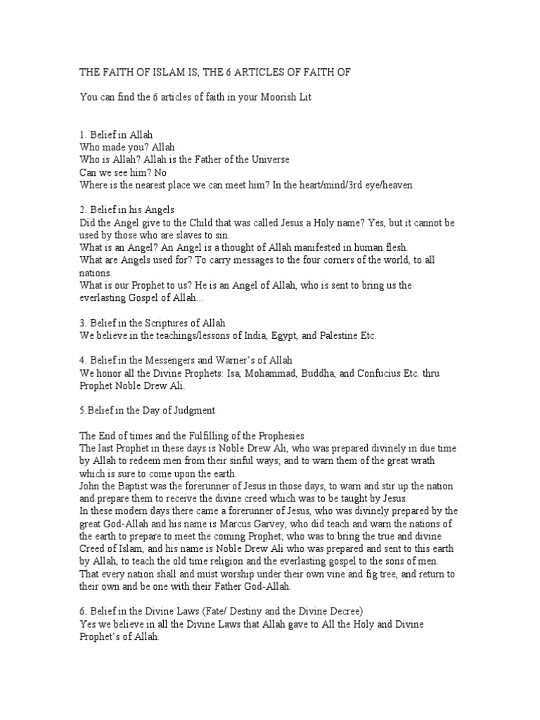 The 6 Articles of Faith of Islam | PDF | Prophets And Messengers In ...