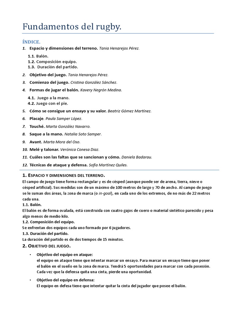 Fundamentos Del Rugby | PDF | Fútbol rugby | Defensor (Asociación de ...