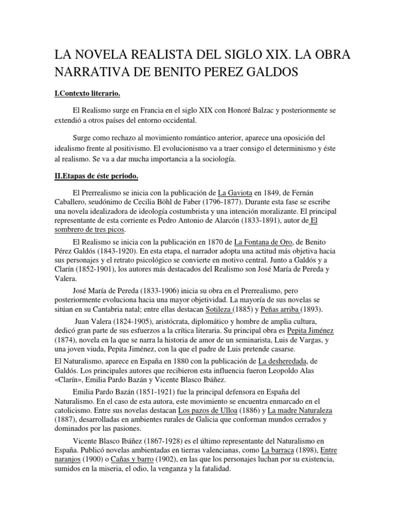 La Novela Realista Del Siglo Xix | Realismo literario | Novelas