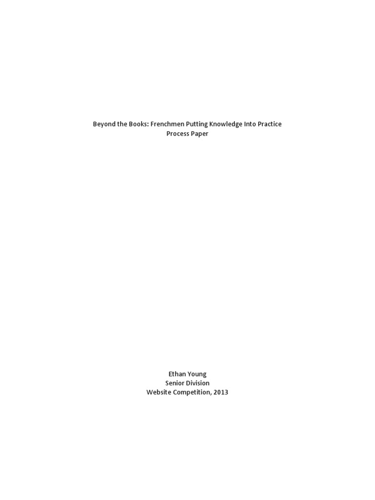 Beyond The Books: Frenchmen Putting Knowledge Into Practice Process ...