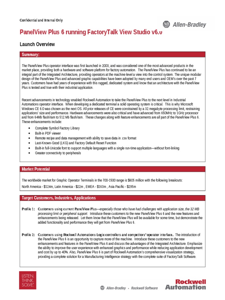 PanelView Plus 6 Launch Summary | PDF | Computer Terminal | Internet