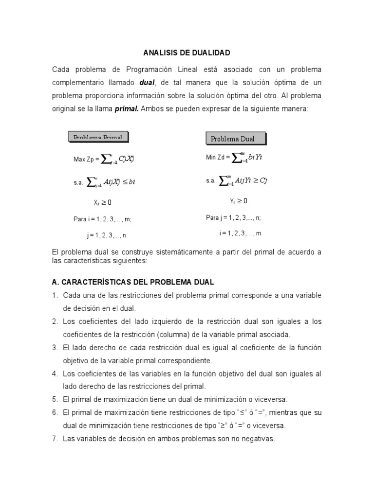 Analisis de Dualidad | PDF | Función (Matemáticas) | Áreas de informática