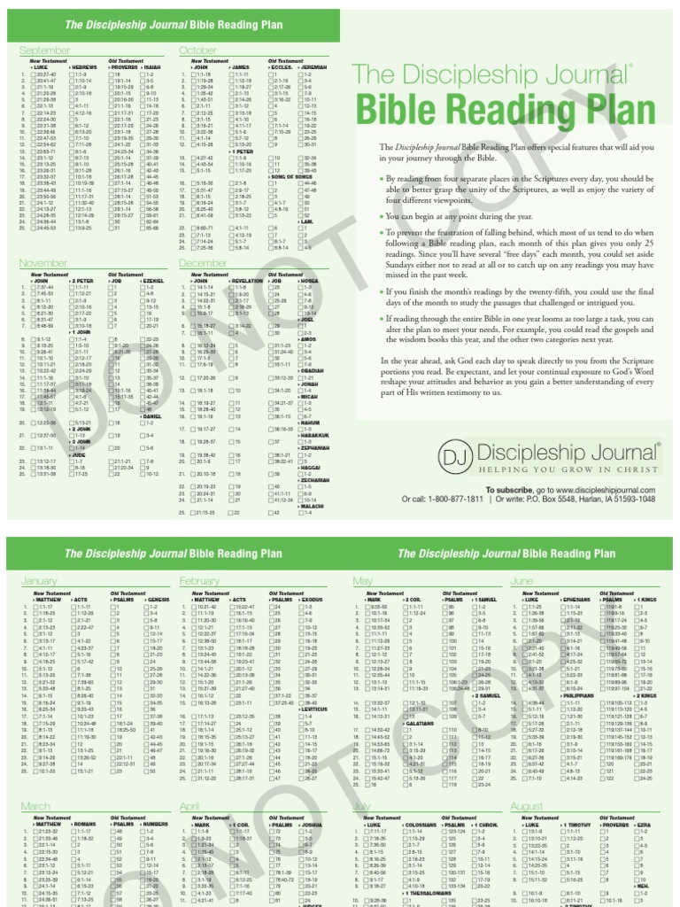 Discipleship Journal - Bible Reading Plan | PDF | Religious Literature ...