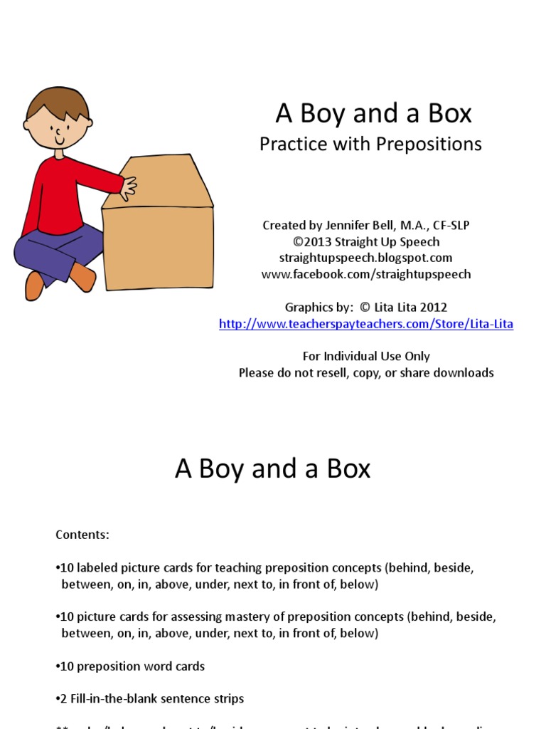 A Boy and A Box Practice With Prepositions | PDF | Wellness