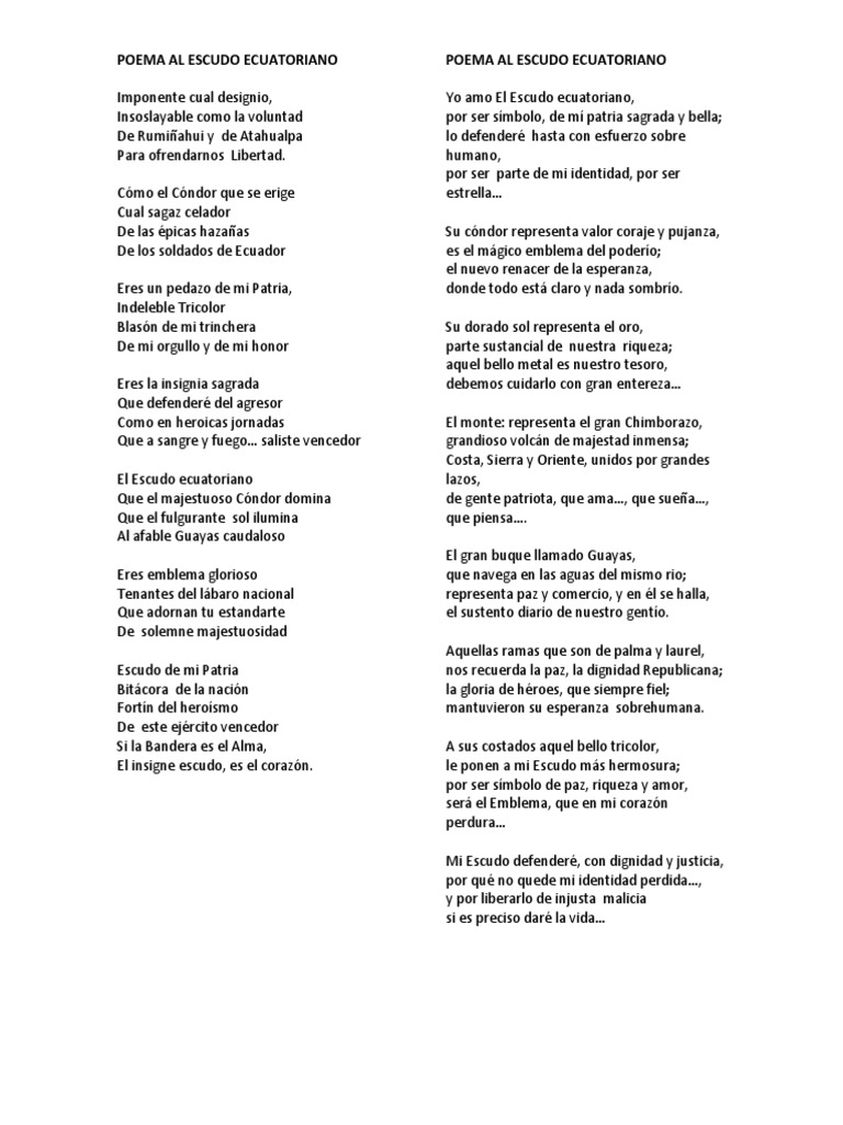 Poema Al Escudo Ecuatoriano | PDF | Poesía