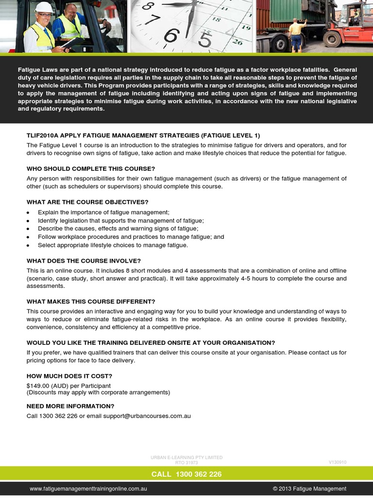 TLIF2010A Fatigue Management Fact Sheet | Download Free PDF | Fatigue ...