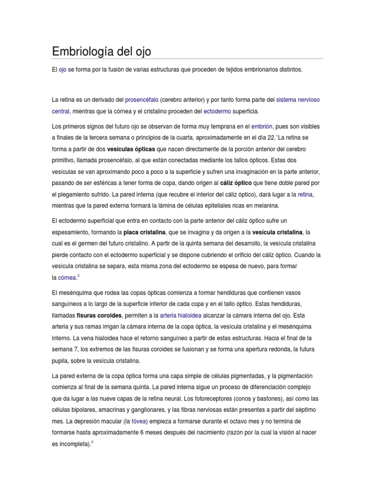 Embriología Del Ojo | Descargar gratis PDF | Ojo humano | Oído