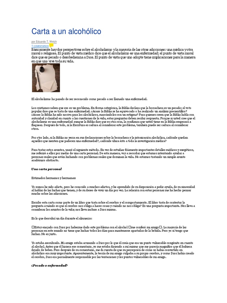 Carta a un alcohólico | Pecado | Amor | Prueba gratuita de 30 días | Scribd