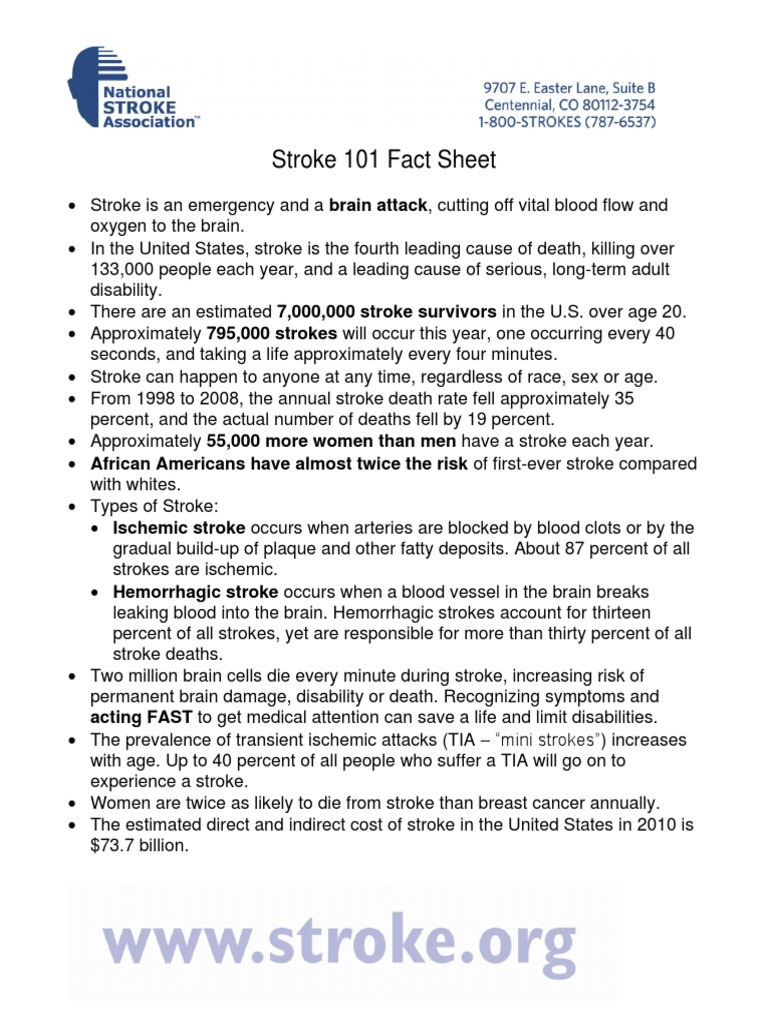 STROKE 101 Fact Sheet PDF | PDF