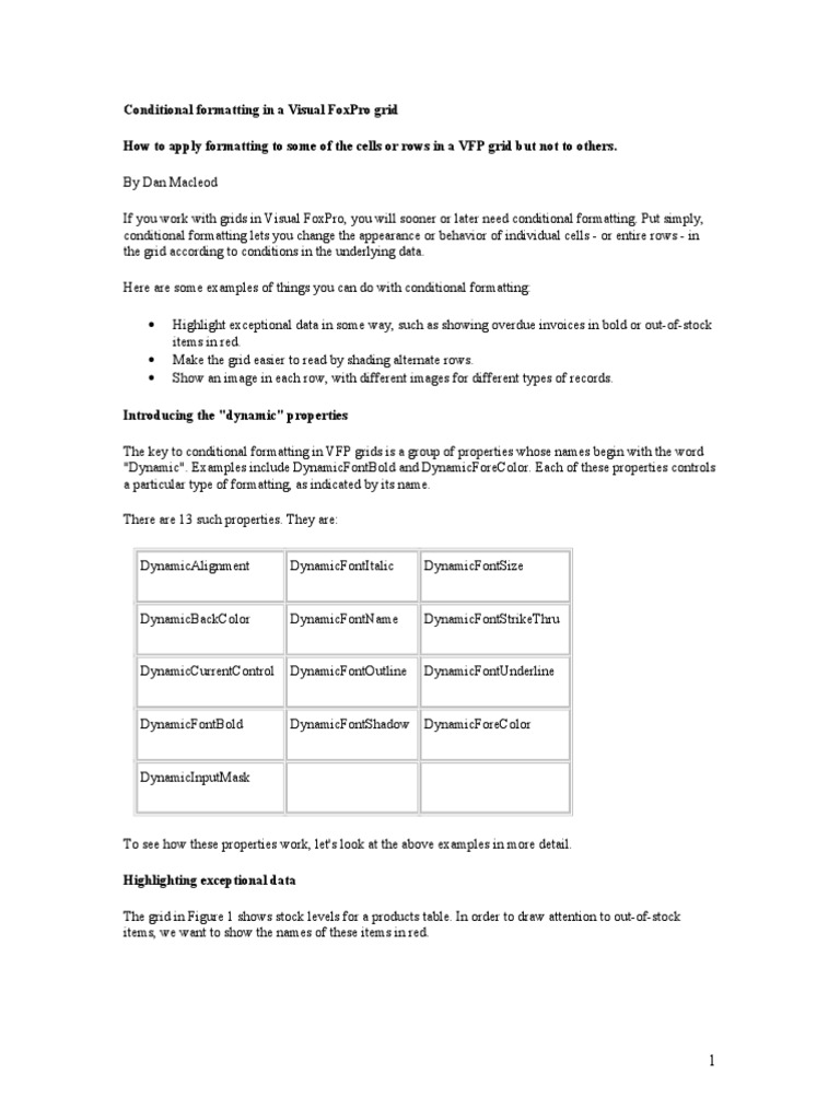 Conditional Formatting in A Visual FoxPro Grid | PDF | String (Computer Science) | Data Type