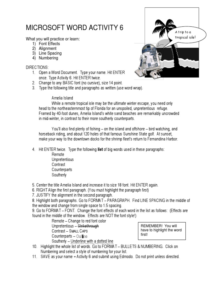 word activity 6 | Text | Typography