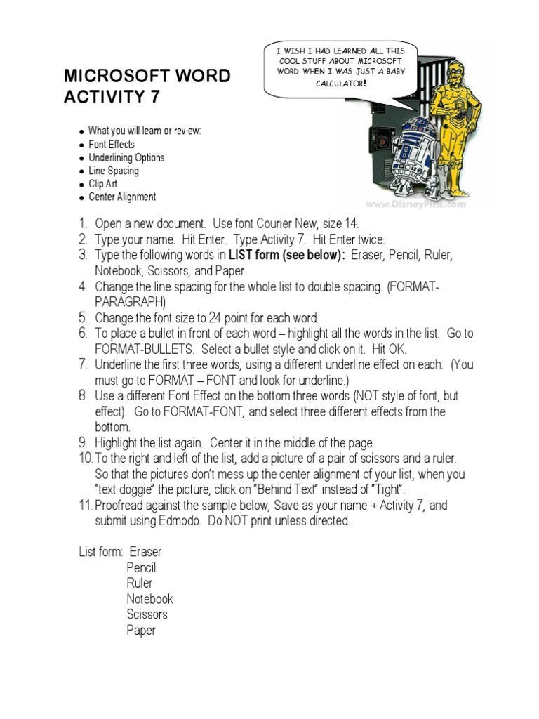 Word Activity 7 | PDF
