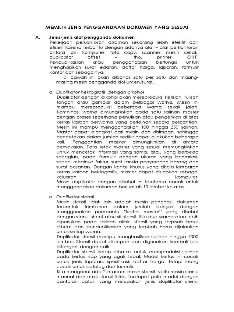 Memilih Jenis Penggandaan Dokumen Yang Sesuai | PDF