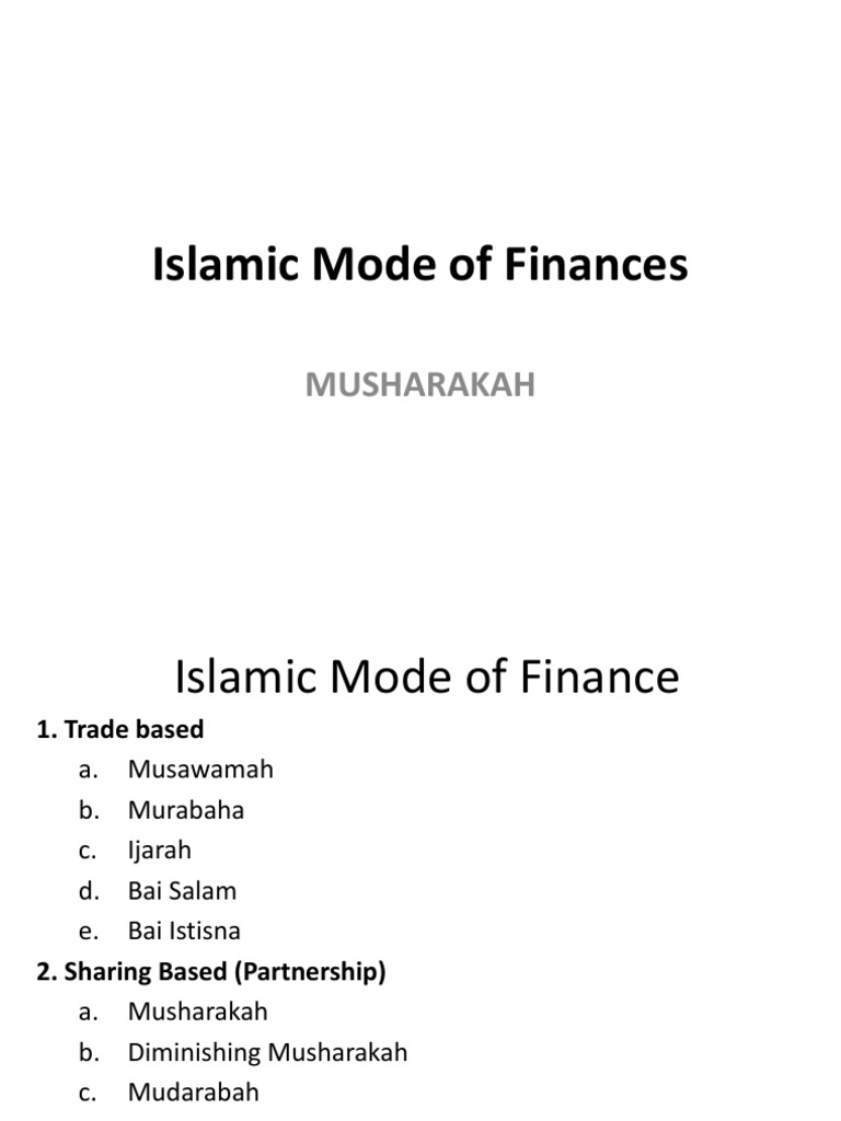 Musharaka Mode of Islamic Banking | PDF | Partnership | Islamic Banking ...