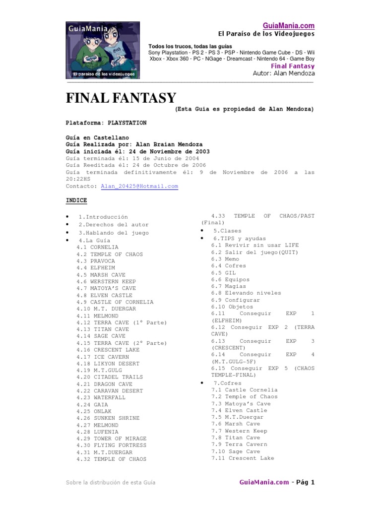 Final Fantasy PDF | PDF
