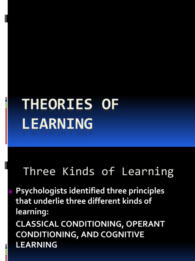 Theories of Learning | PDF | Classical Conditioning | Reinforcement