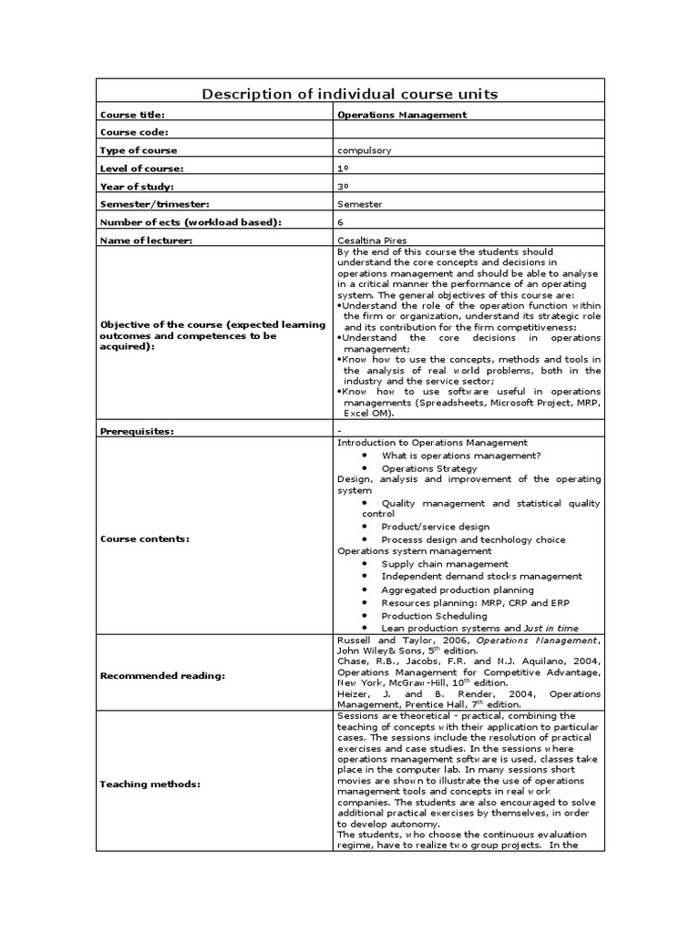 Operations Management PDF | Operations Management | Test (Assessment)