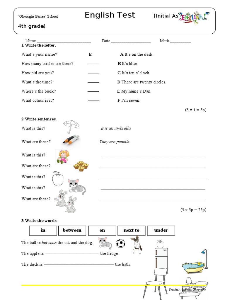 test engleza clasa 4 (2nd year of study) initial.doc