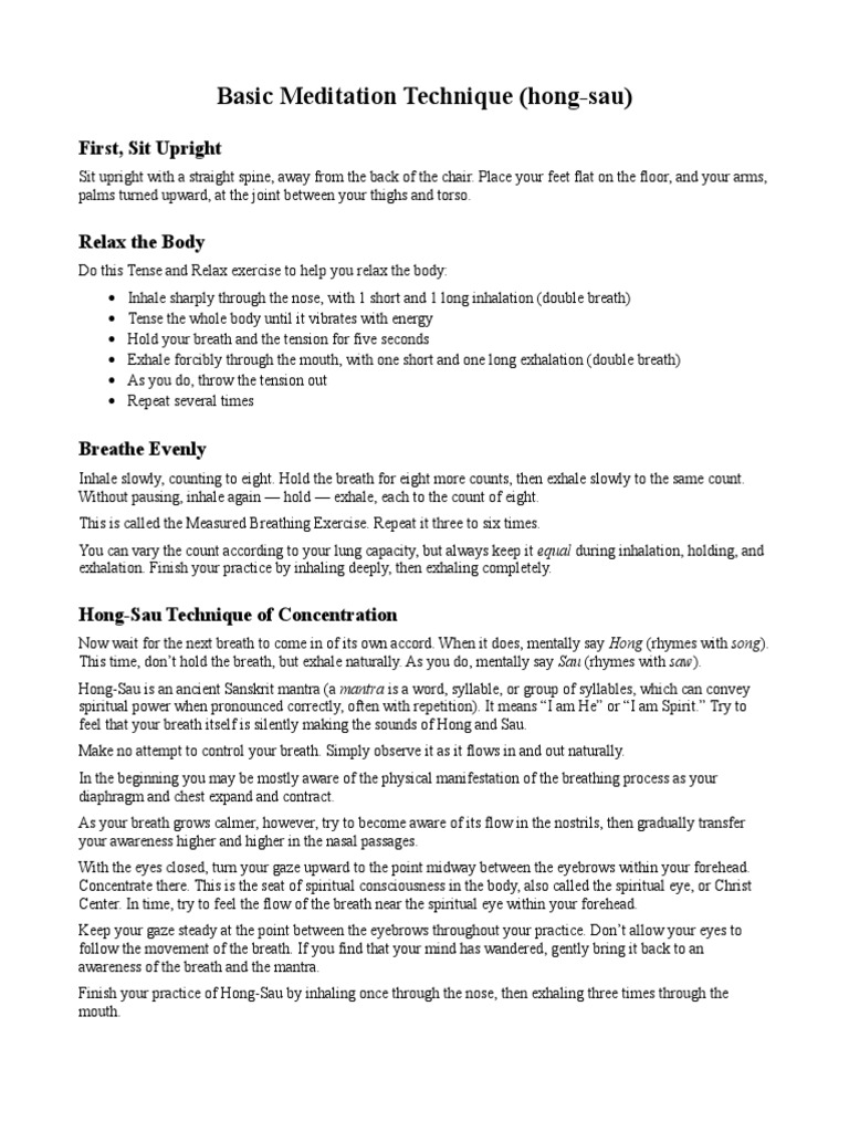 Hong-Sau Techniques | PDF | Breathing | Meditation