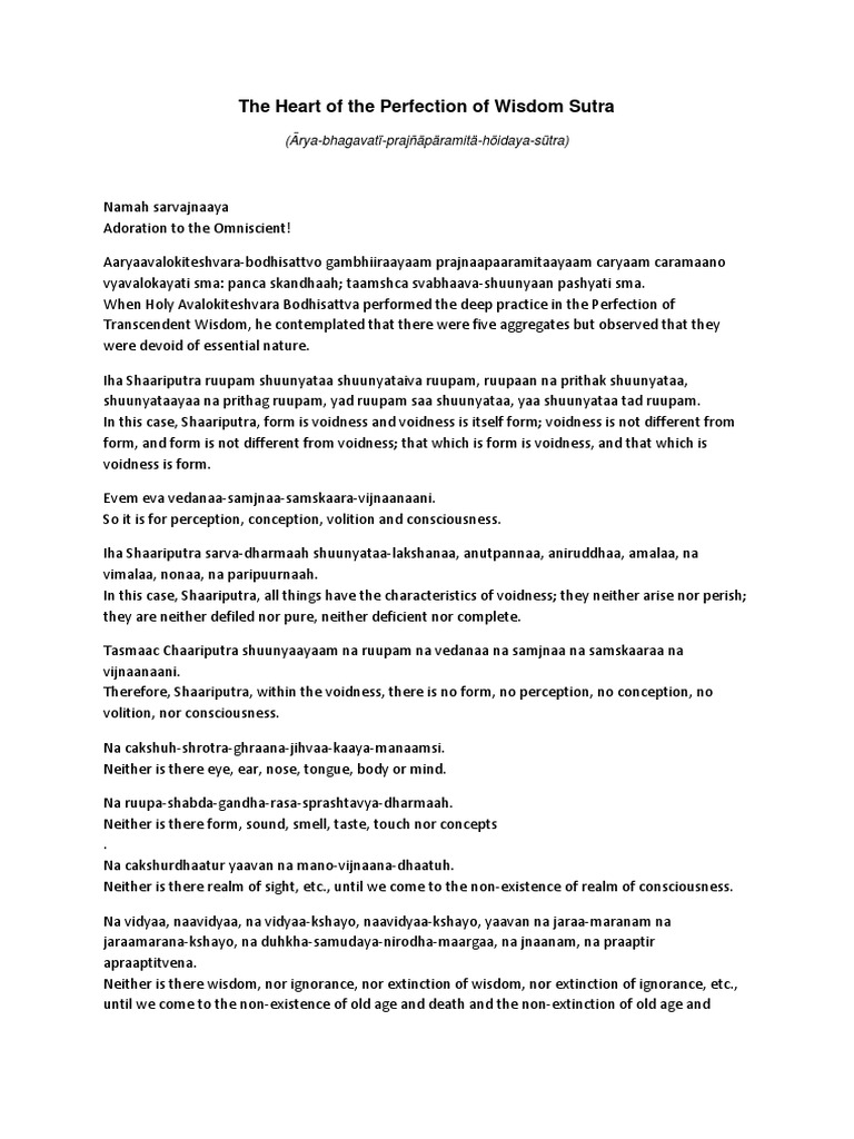 Heart Sutra Pdf Enlightenment In Buddhism Bodhisattva