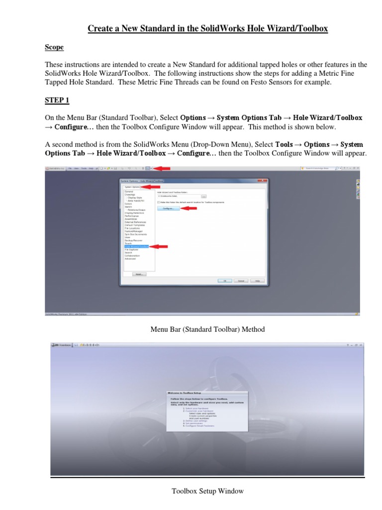 Create A New Standard in The SolidWorks Hole Wizard PDF | PDF | Icon ...