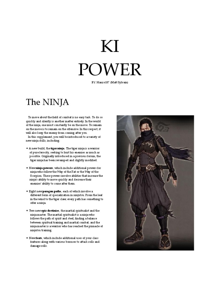 Ki Power (4th Edition Ninja Class Supplement) | PDF | Ninja | Leisure