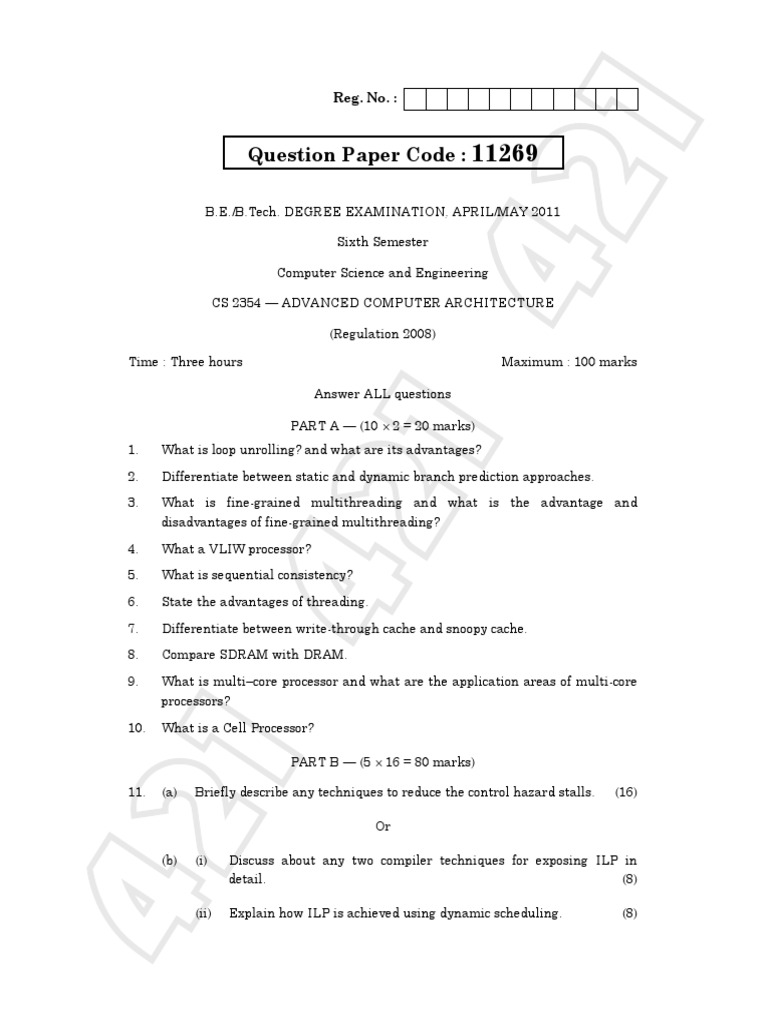 CS 2354 - Advanced Computer Architecture PDF | PDF | Cpu Cache | Central Processing Unit