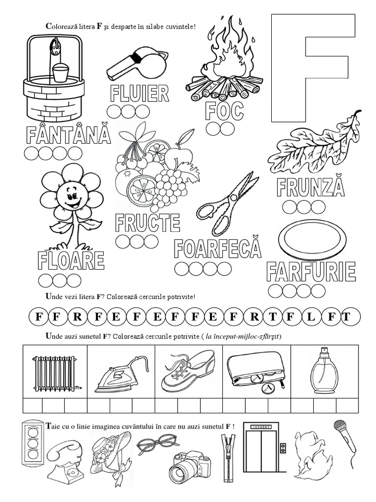 Fisa Sunetul Si Litera F | PDF