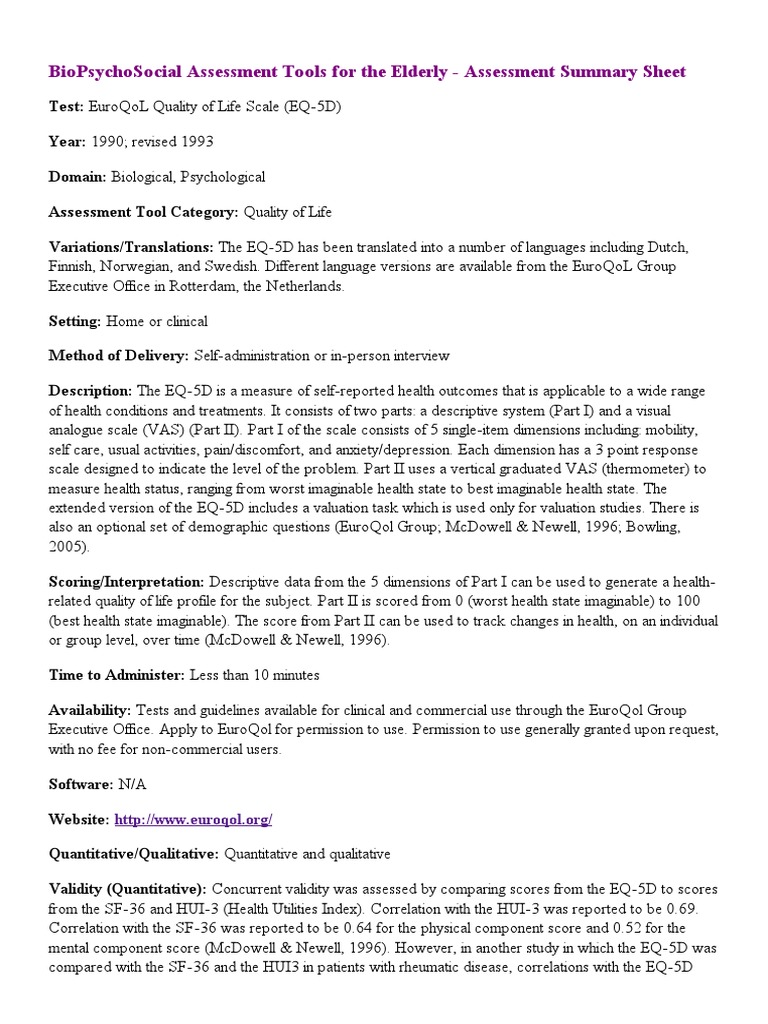 EuroQoL Quality of Life Scale (EQ-5D).pdf | Evaluation Methods ...