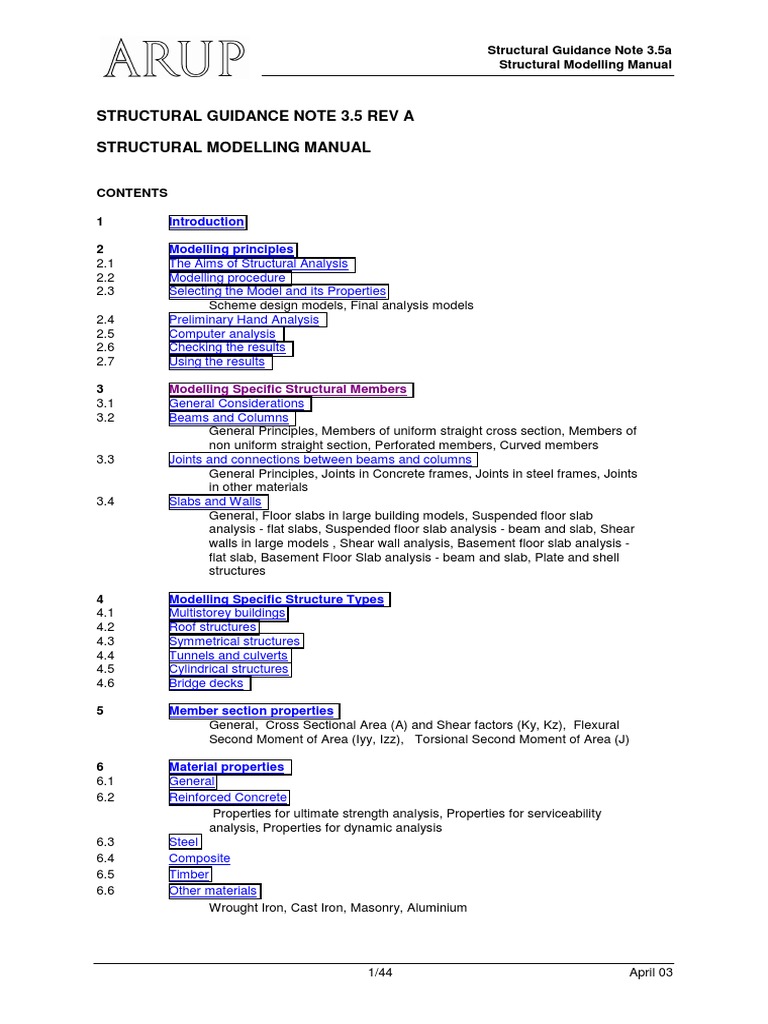 Structural Modelling Manual Guide | PDF | Beam (Structure) | Stiffness