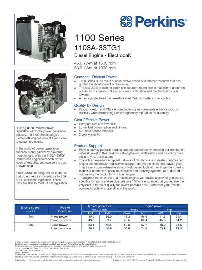 Perkins 1103a-33tg1 45kva PDF | Engines | Diesel Engine