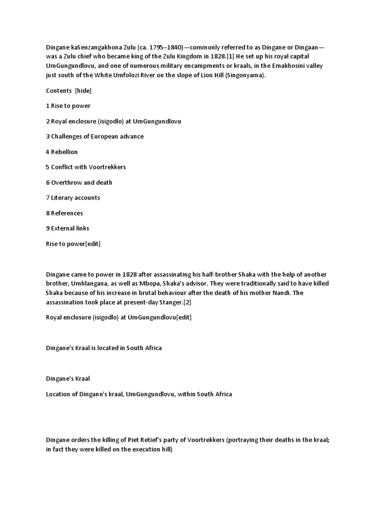 Dingane Kasenzangakhona Zulu | PDF | South Africa | Orange Free State