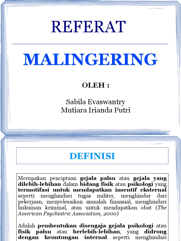 Referat Malingering | PDF