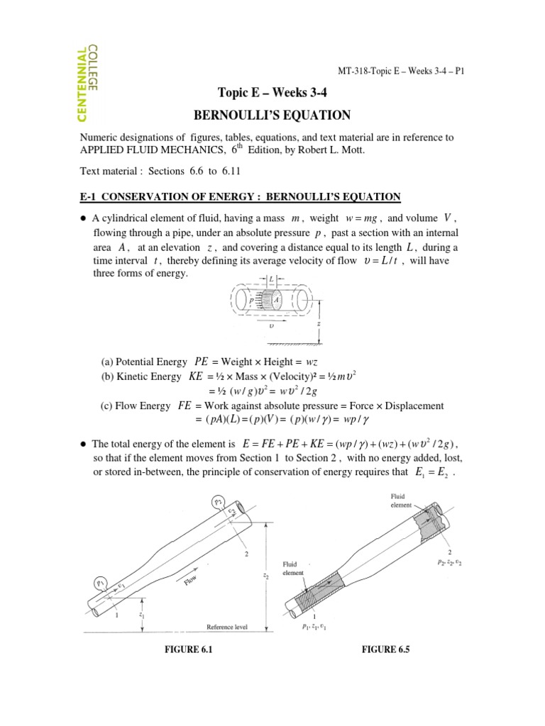 Bernoulli's Equation in Fluid Mechanics | PDF | Pressure | Fluid Dynamics