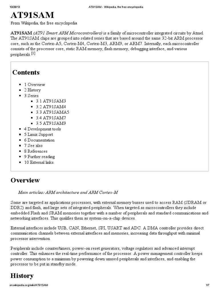 AT91SAM - Wikipedia, The Free Encyclopedia PDF | PDF | Digital ...