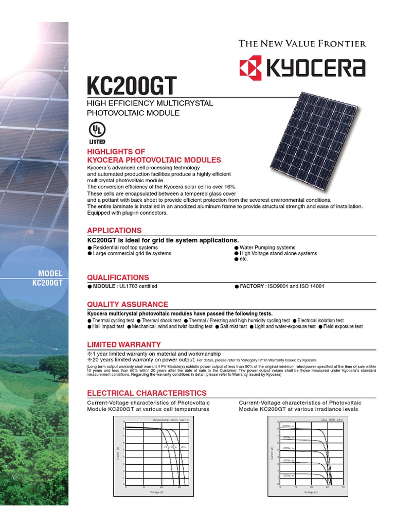 kc200gt PDF | PDF | Solar Panel | Photovoltaics
