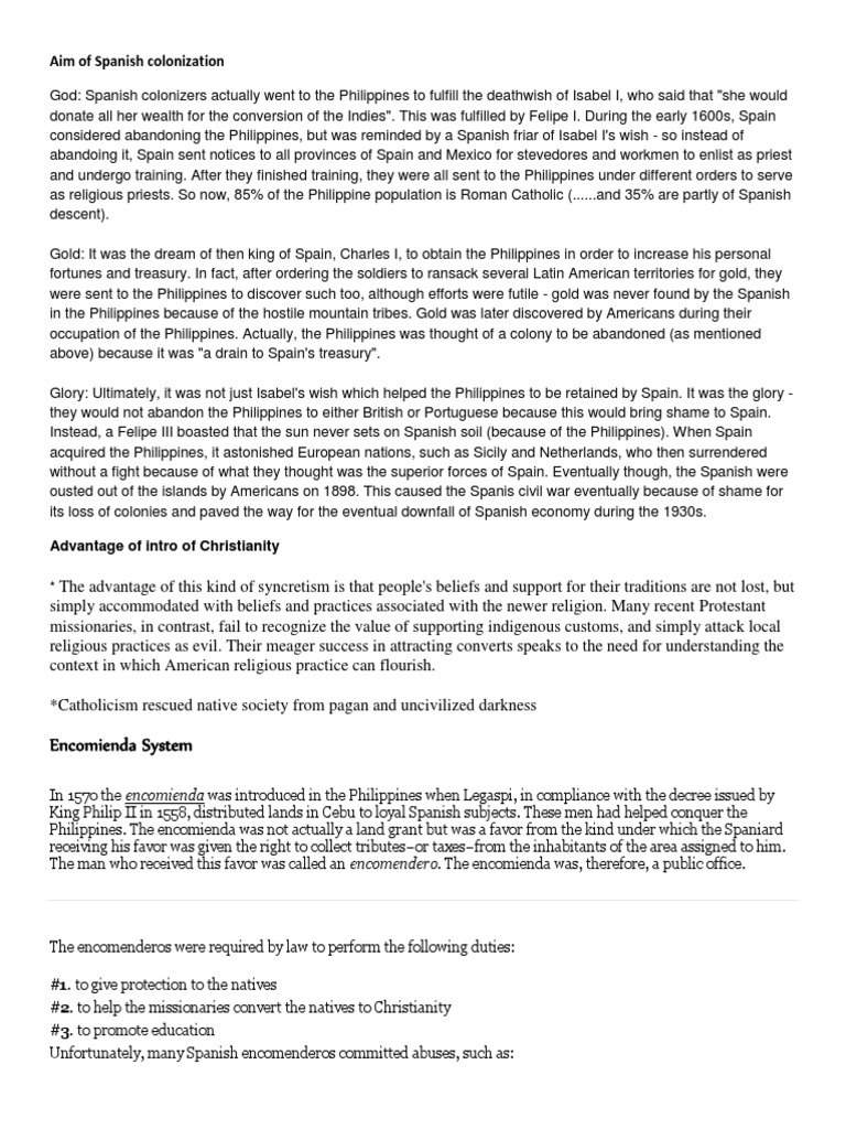 PHILIPPINE HISTORY - Spanish Colonization | PDF | Religion And Belief