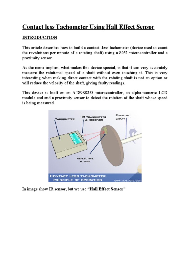 Contactless Tachometer Using Hall Effect Sensor | PDF | Liquid Crystal ...