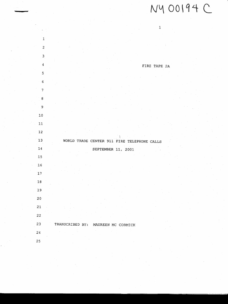 NY B32 Fire Tape 2A Fdr- Entire Contents- Transcript- 911 Calls 381 ...