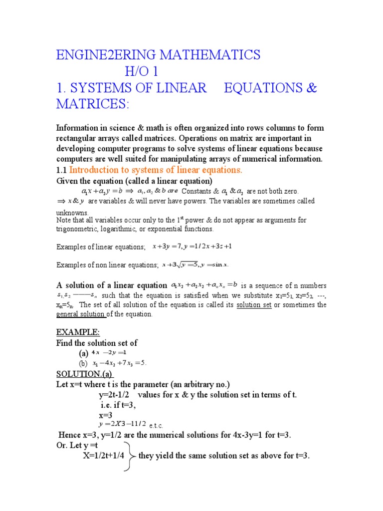 Engineering Mathematics | PDF | Matrix (Mathematics) | Determinant