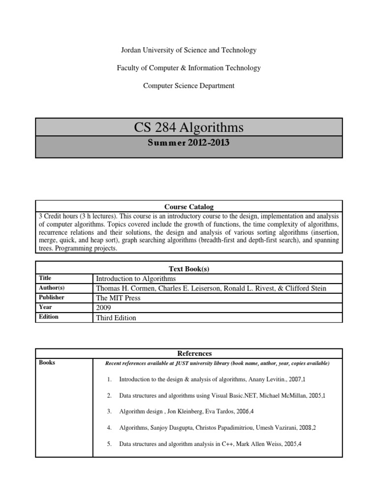 Syllabus Dynamic Programming Computational Complexity Theory