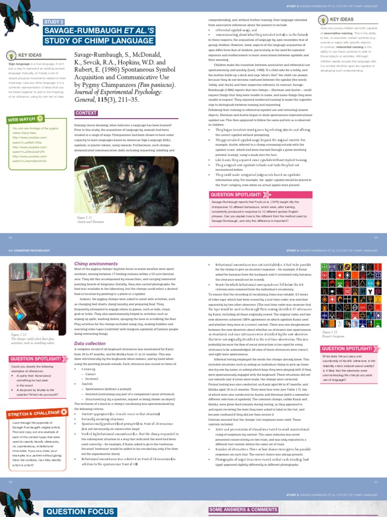 Savage-Rumbaugh Et Al.'s Study of Chimp Language | PDF | Chimpanzee ...